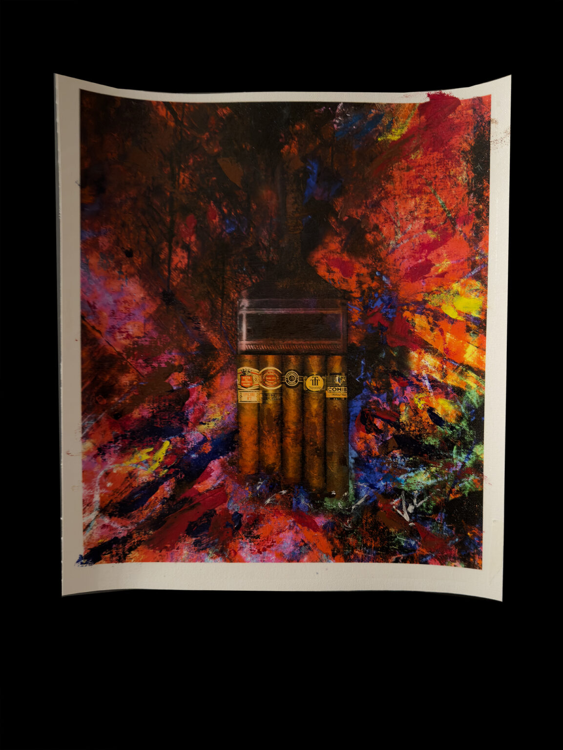 Abstract Painting The Art Of Cuban Cigars 14 x 1 2 On Canvas - Fine Art