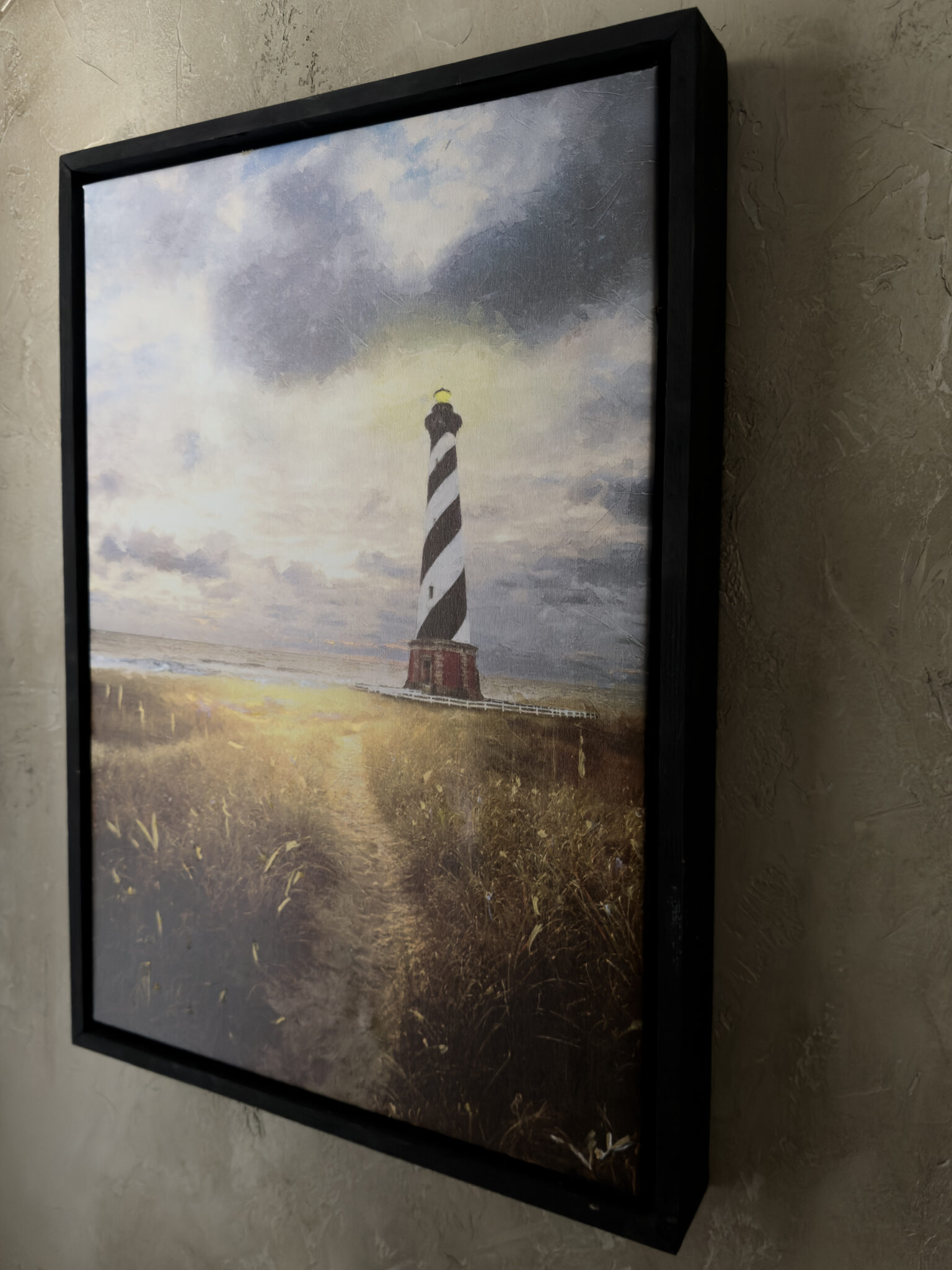Cape Hatteras Lighthouse Painting Floating Black Frame